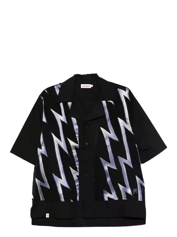 CHARLES JEFFREY Lightning-print Shirt - Black