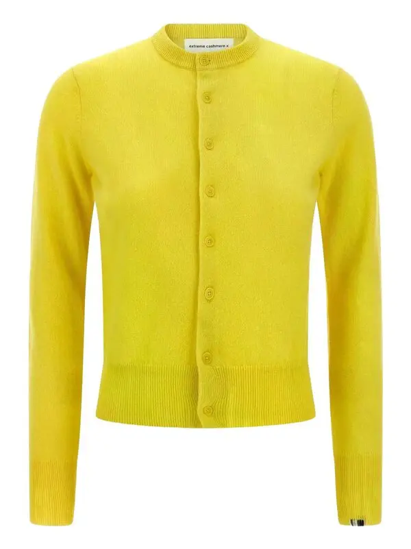 EXTREME CASHMERE X Button-front Cardigan With Cuffed Sleeves - Yellow