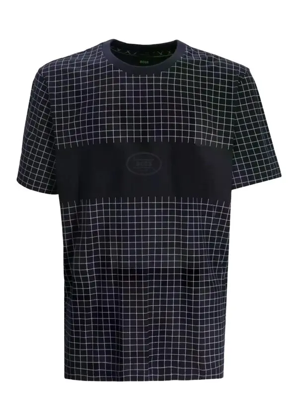 BOSS Grid-pattern Panelled T-shirt - Black