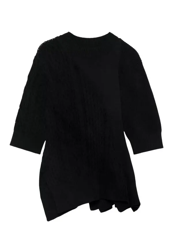 Sacai Cable-knit Flared Top - Black