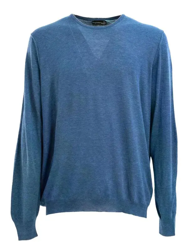 BARBA NAPOLI Crew-neck Silk Sweater - Blue