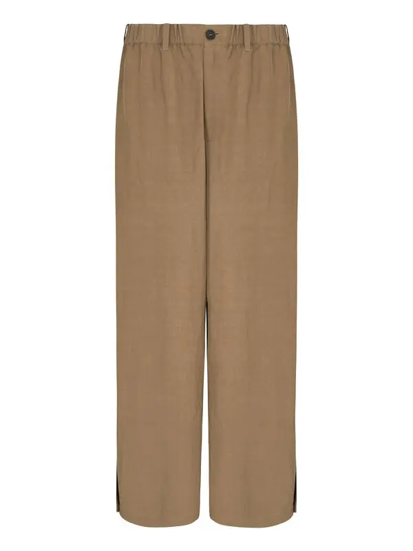 Giorgio Armani Linen And Silk Wide-leg Trousers - Beige