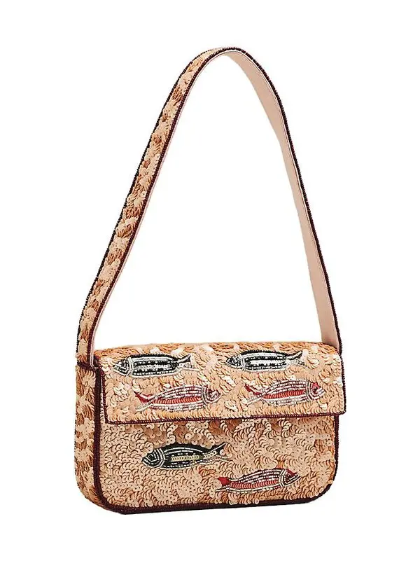 Anthropologie Fiona Beaded Animal Bag - Pink Sardines