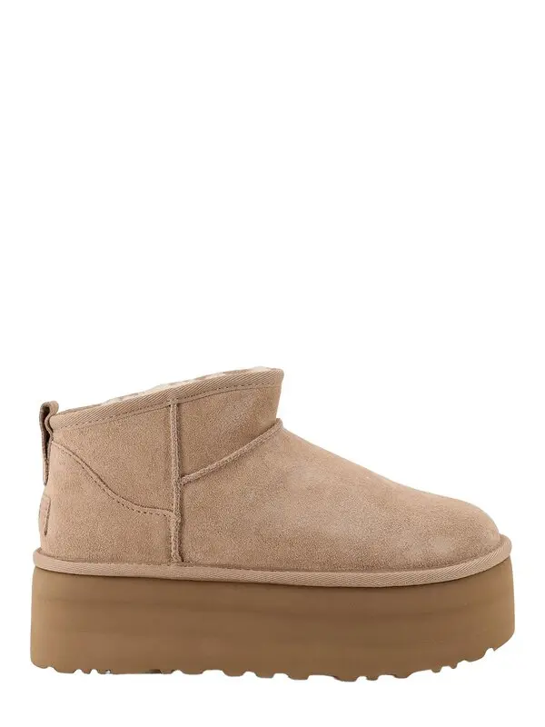 UGG Classic Ultra Mini Platform Ankle Boots - Beige