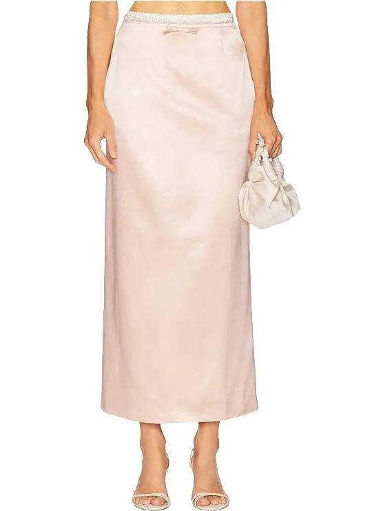 Courtney Zheng Irene Wool Silk Duchesse Midi Skirt - Pink