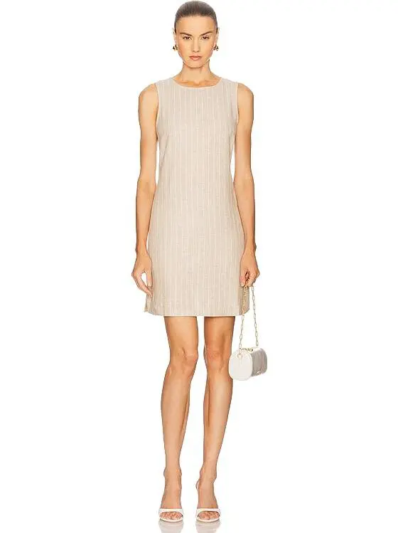 WeWoreWhat A Line Muscle Dress - Taupe & White Stripe