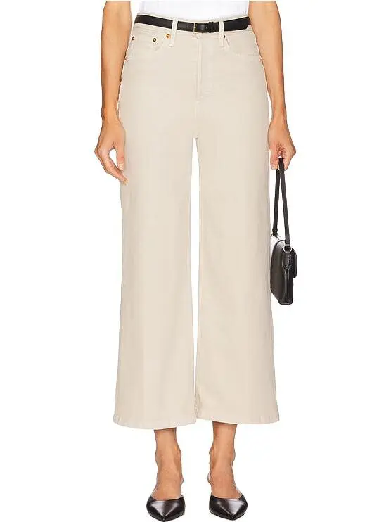 RE/DONE High Rise Wide Leg Crop Jeans - Pebble
