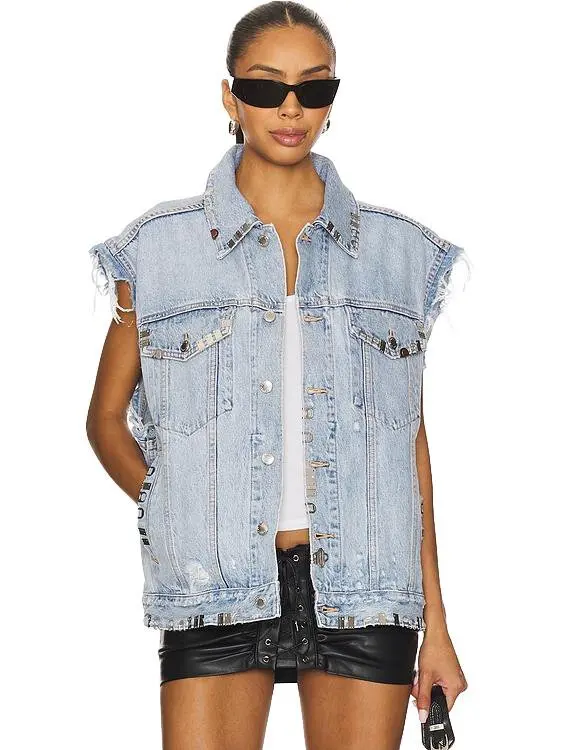 Alexander Wang Distressed Oversized Vest - Light Powder Blue