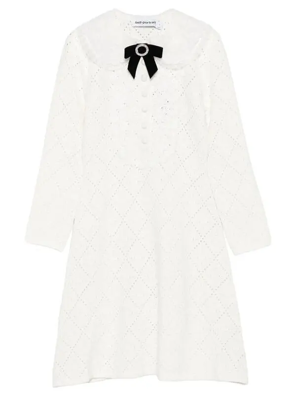 SELF-PORTRAIT Eyelet Embroidered Dress - White