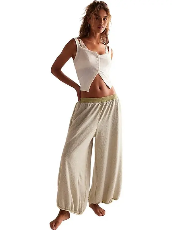 Free People Fingers Crossed Lounge Pants - Citron Combo