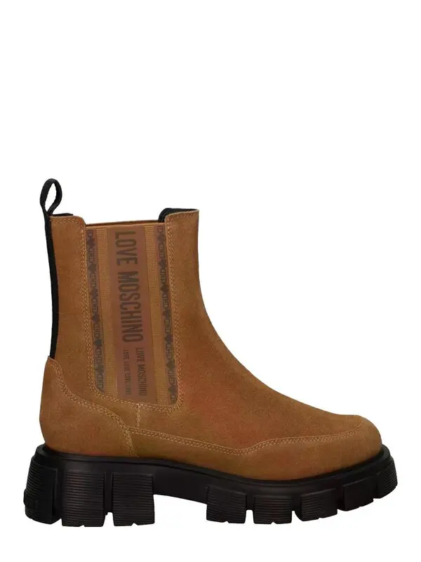 Moschino Logo Print Boots - Brown