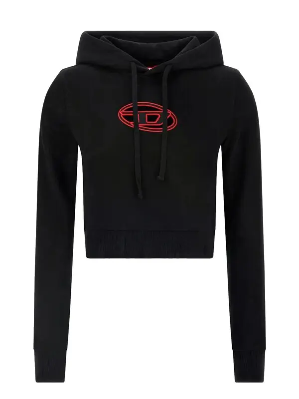 DIESEL® F-slimmy Logo-embroidered Cropped Hoodie - Black