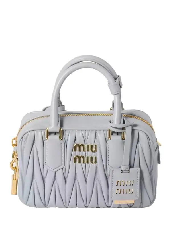 Miu Miu Arcadie Matelassé Leather Bag - Grey