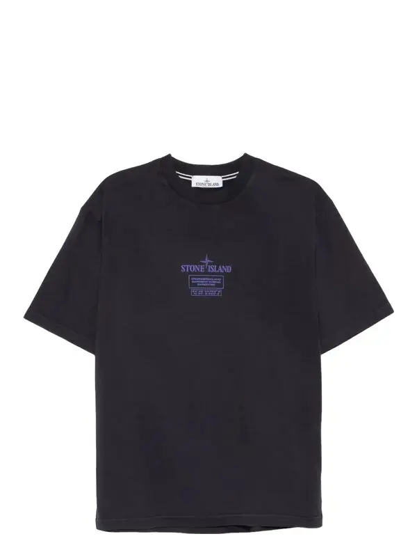 Stone Island 2100037 Combed Cotton Logo-plaque T-shirt - Blue