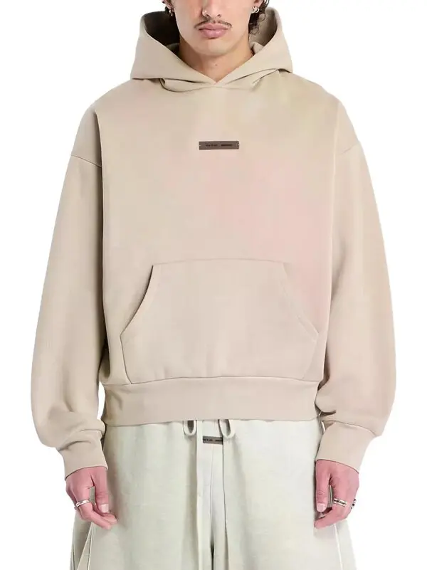 Fear Of God Logo-plaque Pouch-pocket Hoodie - Neutrals
