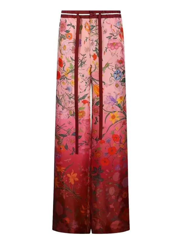 Gucci Floral-print Wide-leg Trousers - 5057 Pink Red Ancora Multicolor