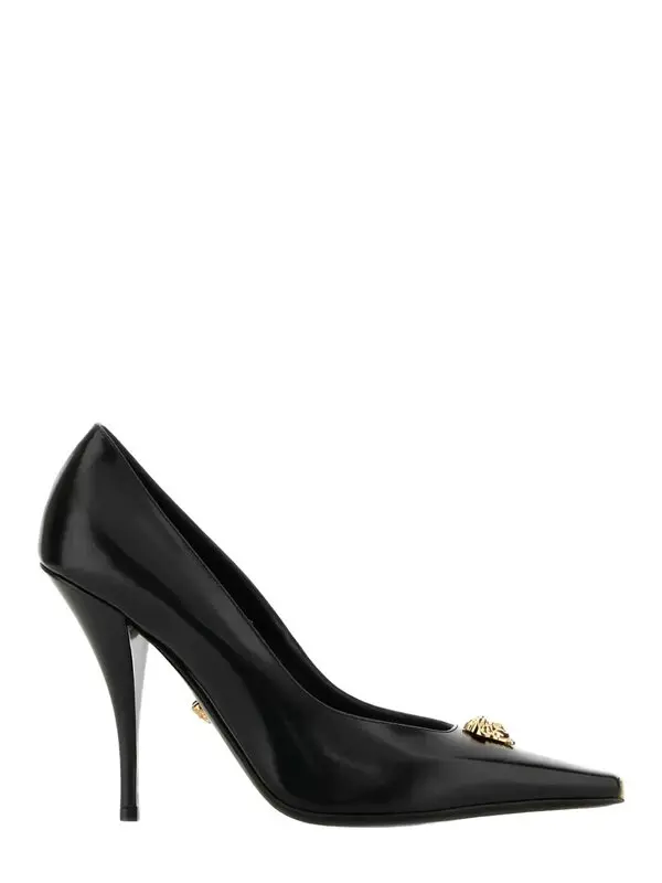 Versace 110mm La Medusa Leather Heeled Pumps - Black