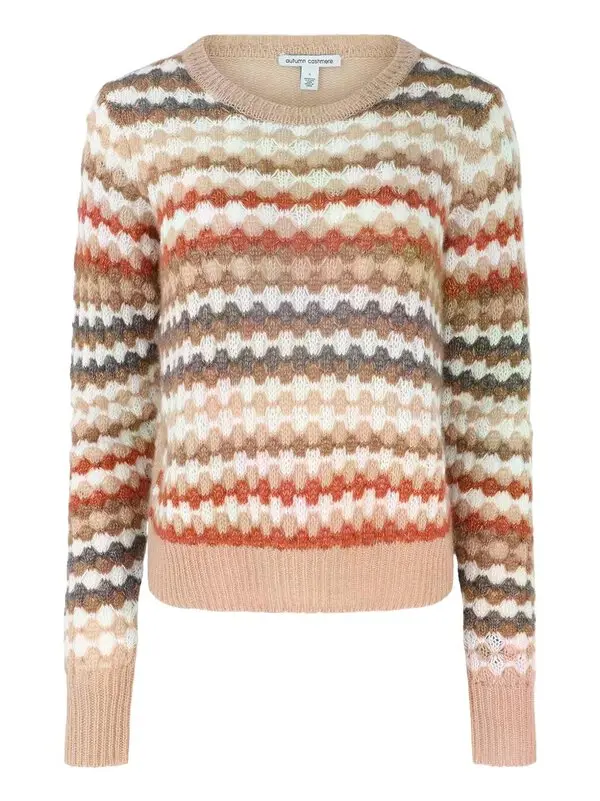 Autumn Cashmere Striped Crew-neck Sweater - Brown