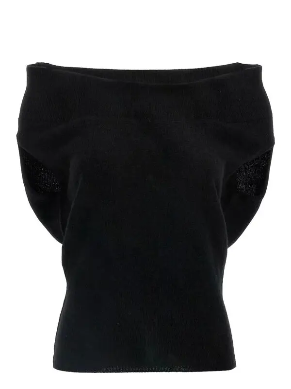 Rick Owens Off-shoulder Draped Knitted Vest - Black