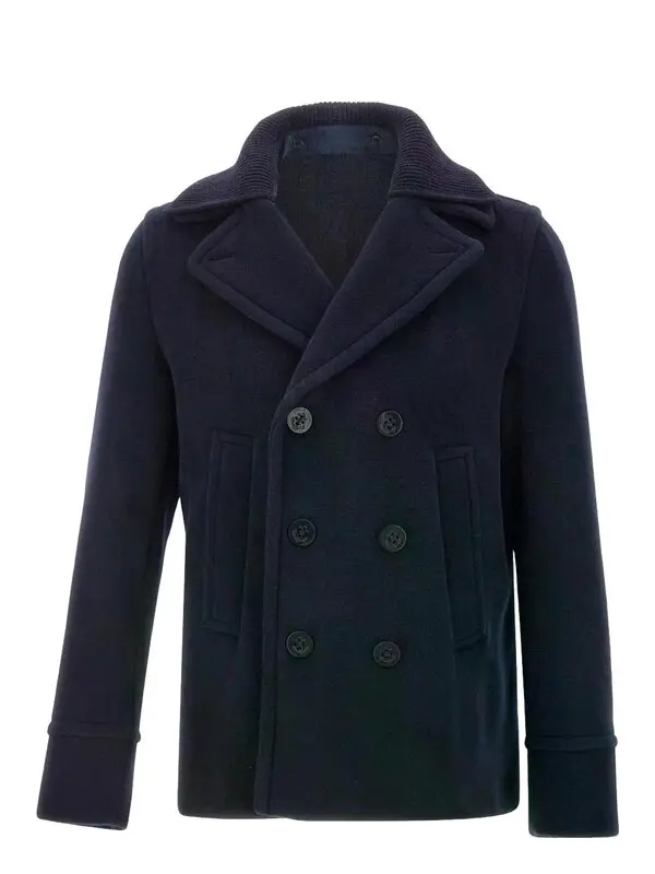 Paul & Shark Double-breasted Coat With Notched Collar - Blue