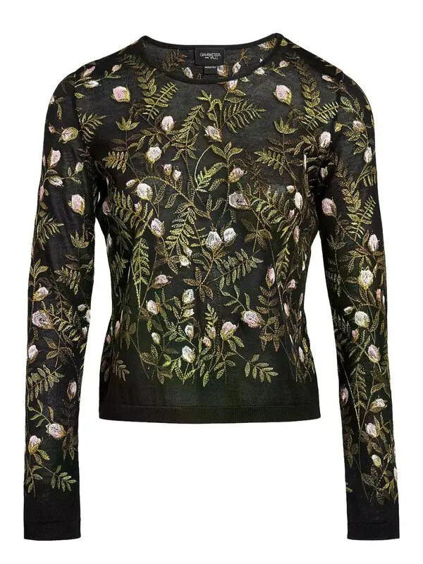 Giambattista Valli Floral-embroidered Top - Black
