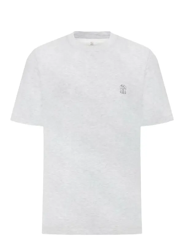 Brunello Cucinelli Logo-print Cotton T-shirt - Neutrals