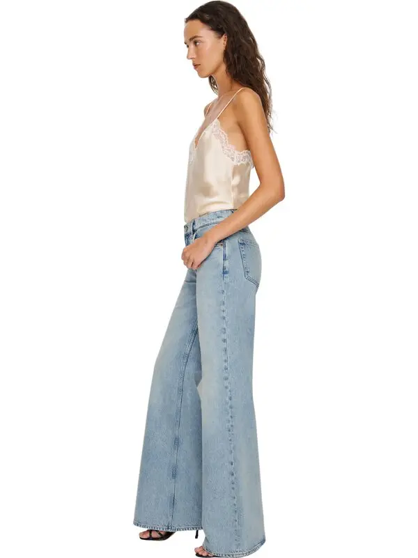 REFORMATION Kara Low Rise Loose Flare Jeans - Blue