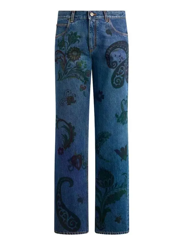 Etro Paisley Print Five-pocket Jeans - Blue