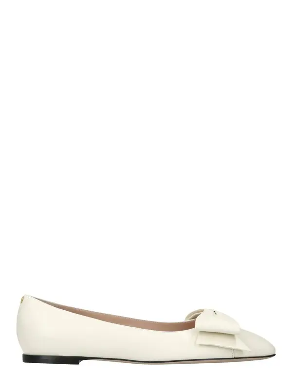 Valentino Garavani Leather Bowow Ballerina Flats - Beige