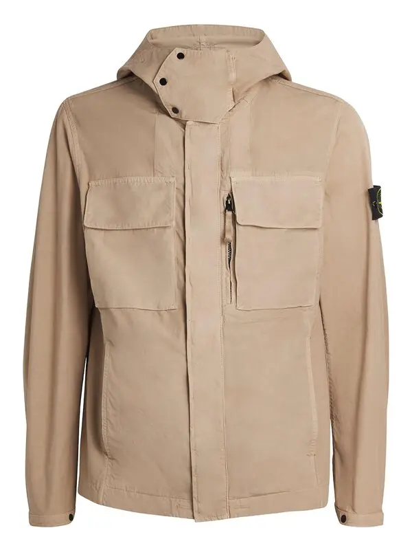 Stone Island Organic Cotton Canvas Hooded Parka - Beige