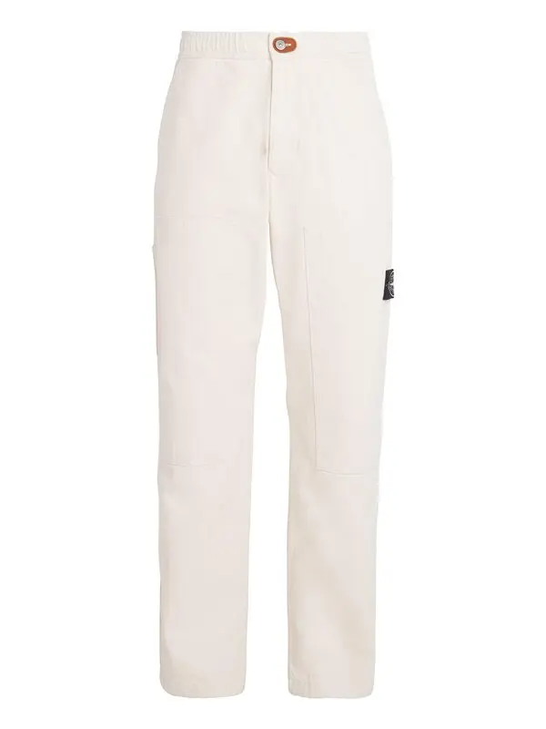 Stone Island Cotton Twill Straight Trousers - Ivory