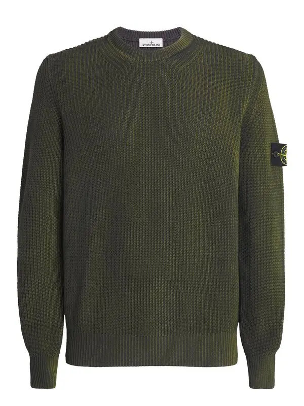Stone Island Coated Cable-knit Cotton Sweater - Green