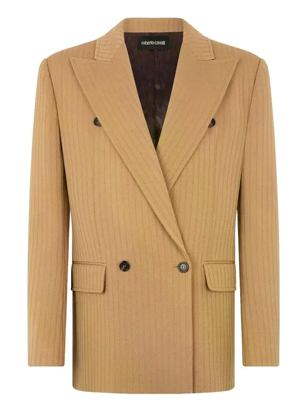 Roberto Cavalli Double-breasted Striped Blazer - Brown