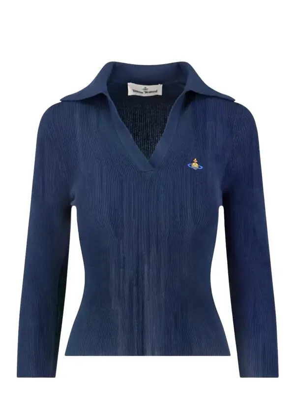 VIVIENNE WESTWOOD Orb-embellished Ribbed Sweater - Blue