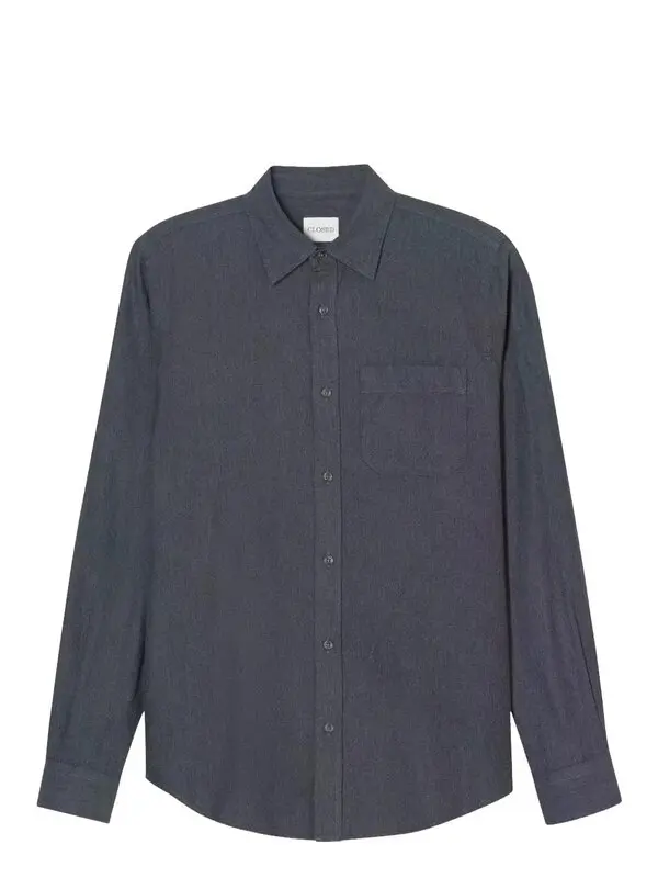 Closed Long-sleeve Button-up Shirt - Grey