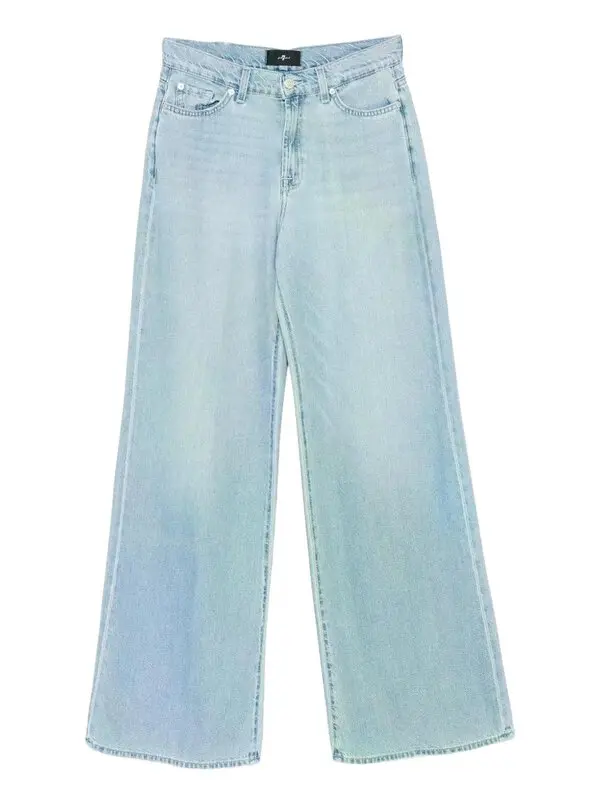 7 For All Mankind Buttoned Straight-leg Jeans - Blue