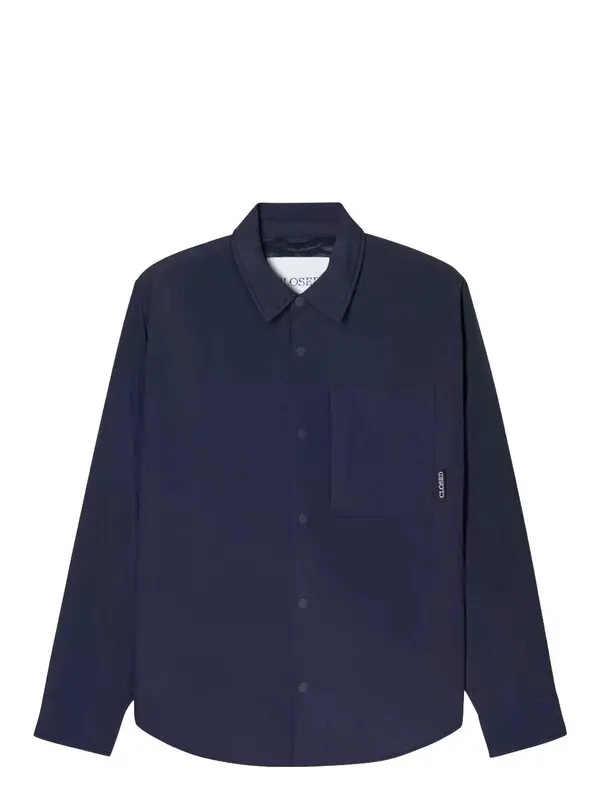 Closed Pocket-patch Shirt Jacket - Blue