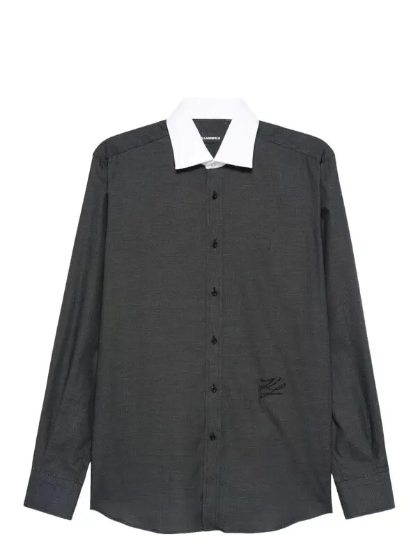 Karl Lagerfeld Contrast-collar Cotton Shirt - Black