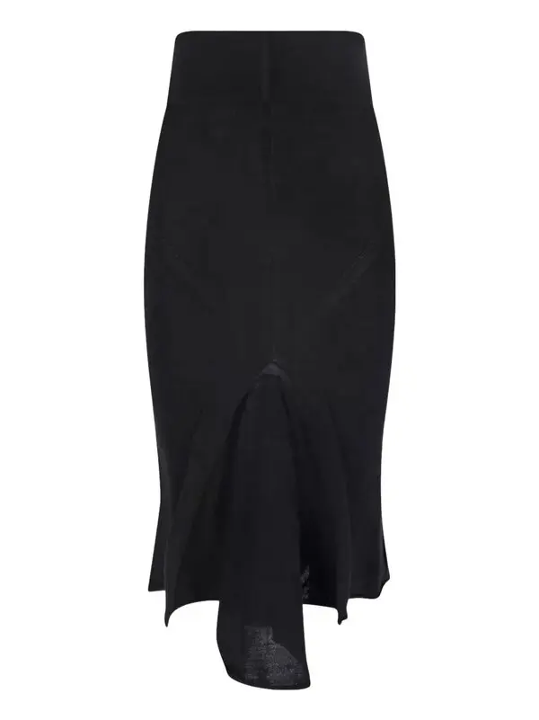 Rick Owens Asymmetric Fishtail Midi Skirt - Black