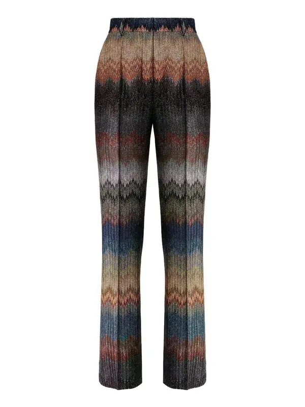Missoni Zigzag-pattern Glitter-effect Trousers - Grey