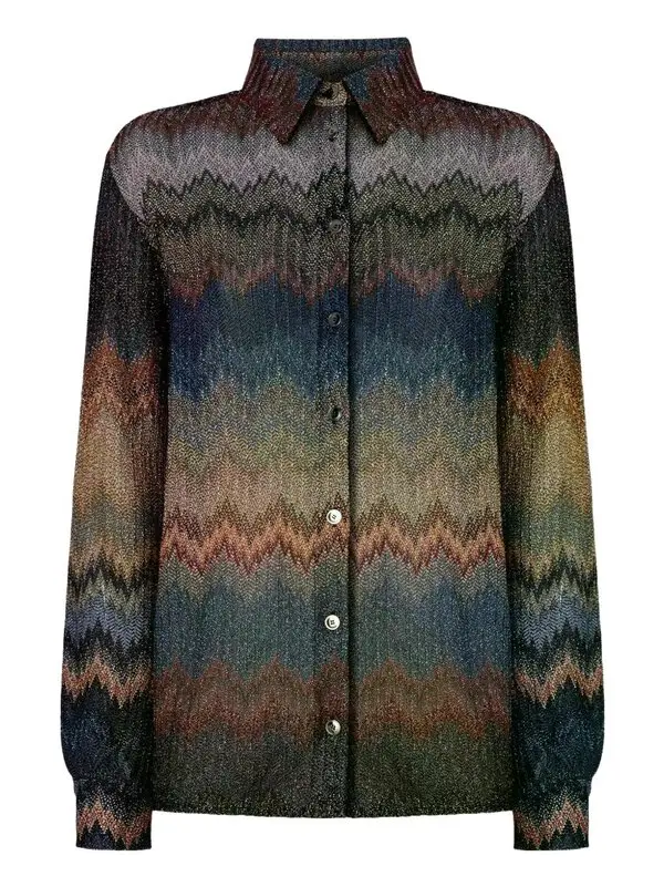 Missoni Chevron-pattern Metallic Shirt - Brown