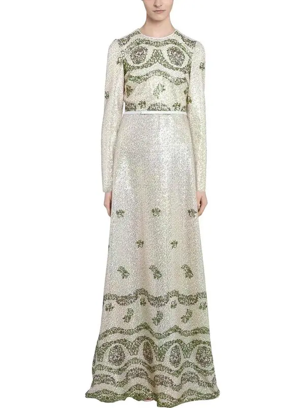 Giambattista Valli Sequin-embroidered Long Dress - Silver