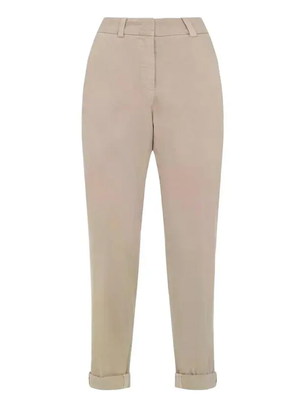 Peserico Cuffed Cotton Trousers - Neutrals
