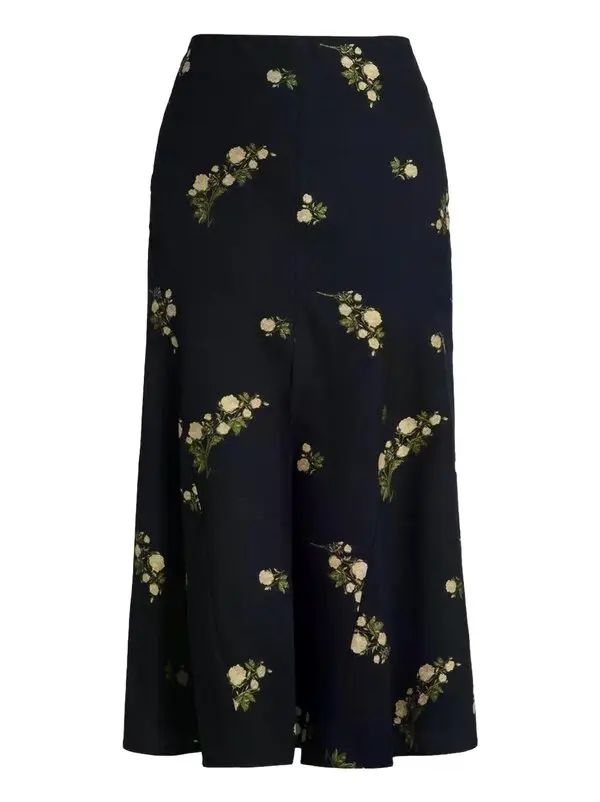 Erdem Floral Print Midi Skirt - Blue