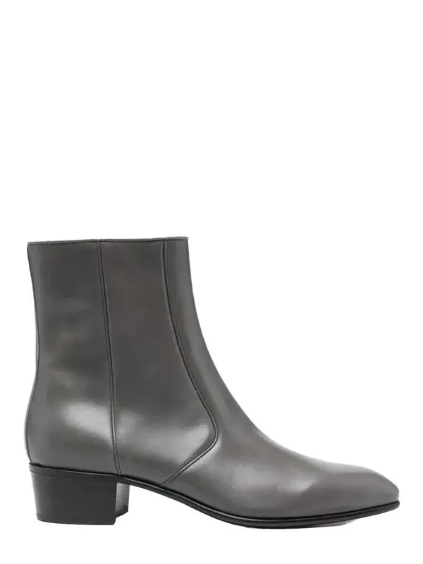 Husbands Zip-detail Leather Ankle Boots - Grey