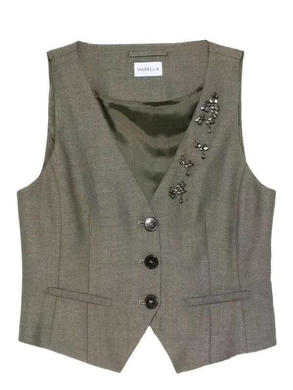 Marella Embellished Button Waistcoat - Neutrals