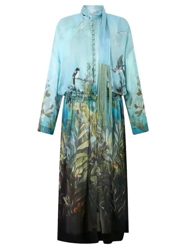 Roberto Cavalli Nature-print Maxi Dress - Blue