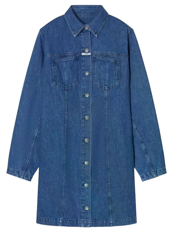 Closed Shirt Dress - Blue