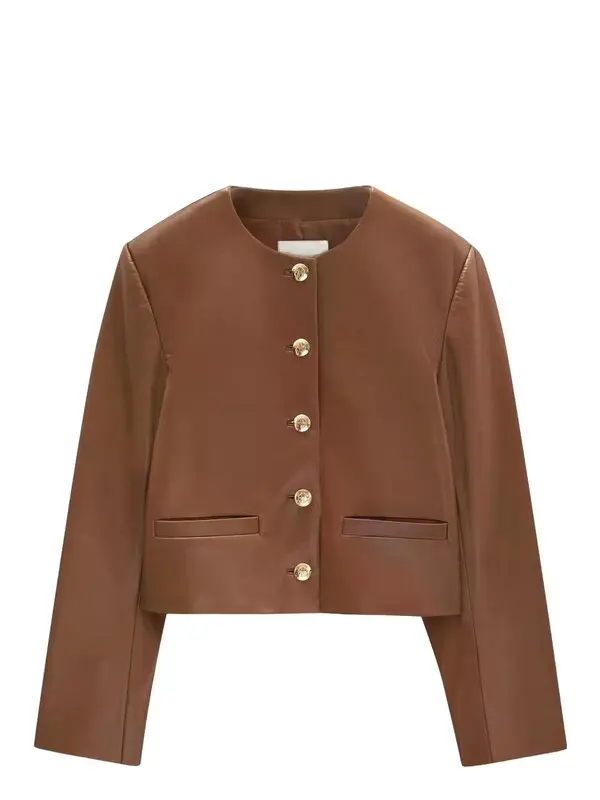 ANINE BING Button-fastening Leather Jacket - Brown