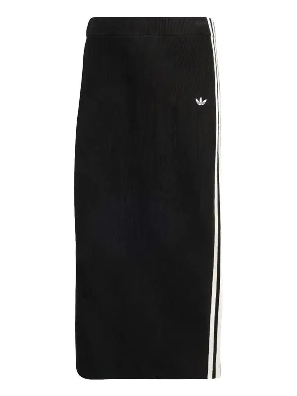 Adidas Ribbed Striped Midi Skirt - Black